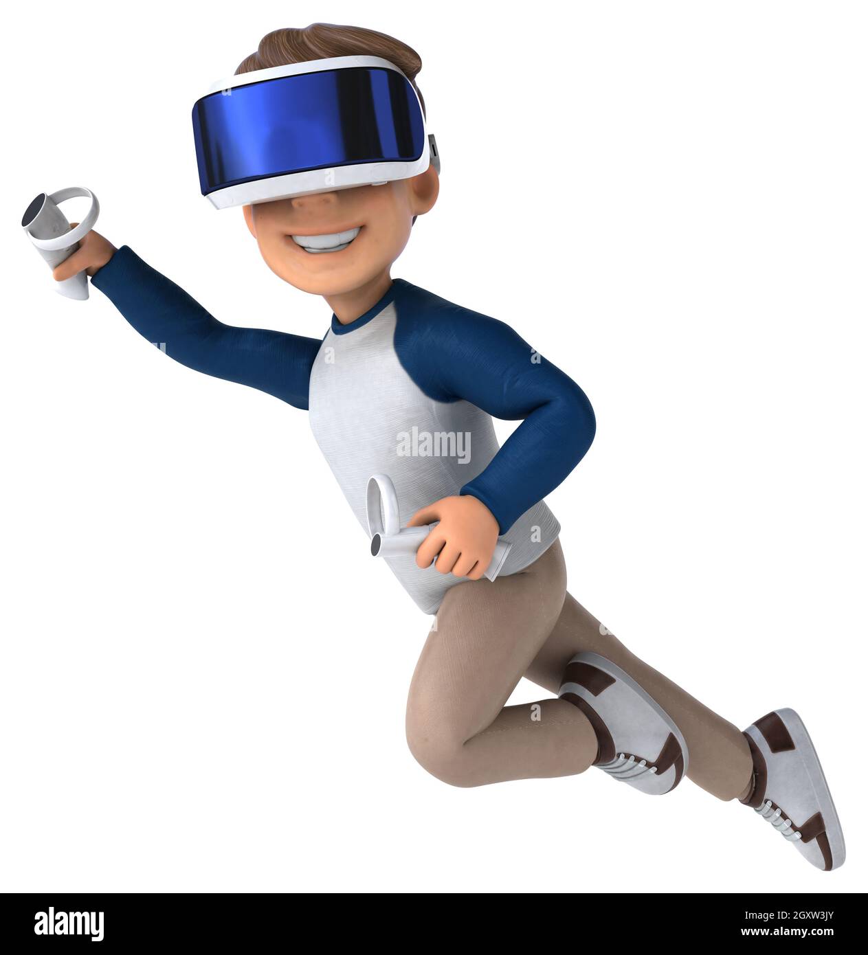 Fun 3D illustration of a cartoon kid with a VR helmet Stock Photo - Alamy