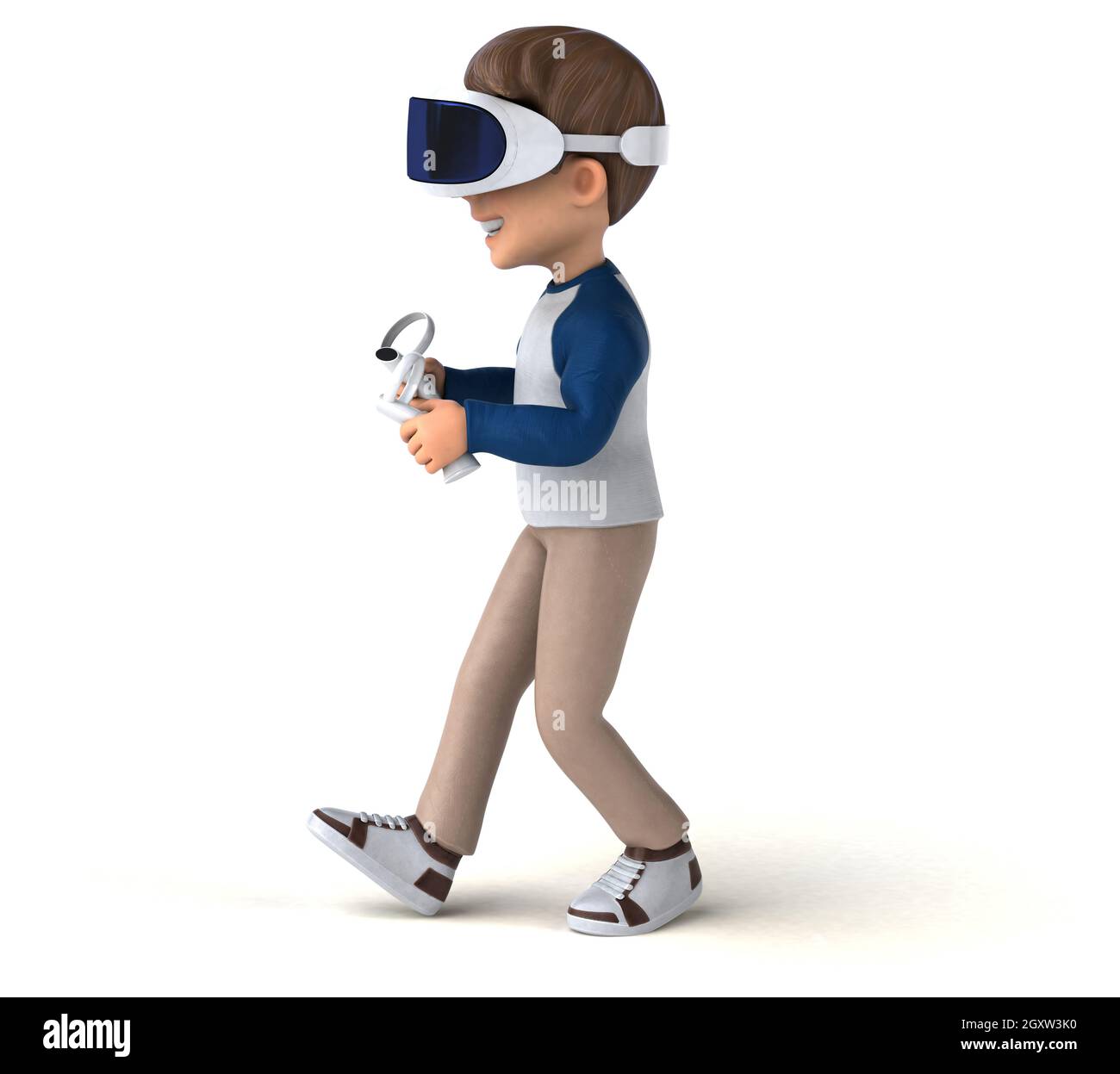 Fun 3D illustration of a cartoon kid with a VR helmet Stock Photo - Alamy