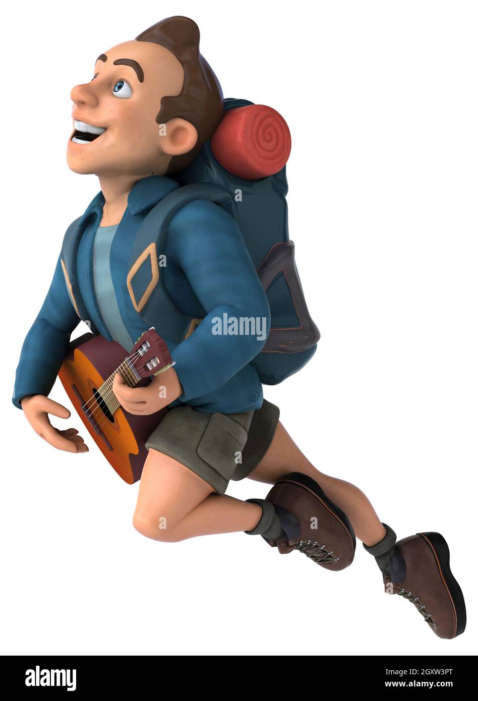 Fun illustration of a 3D cartoon backpacker Stock Photo - Alamy