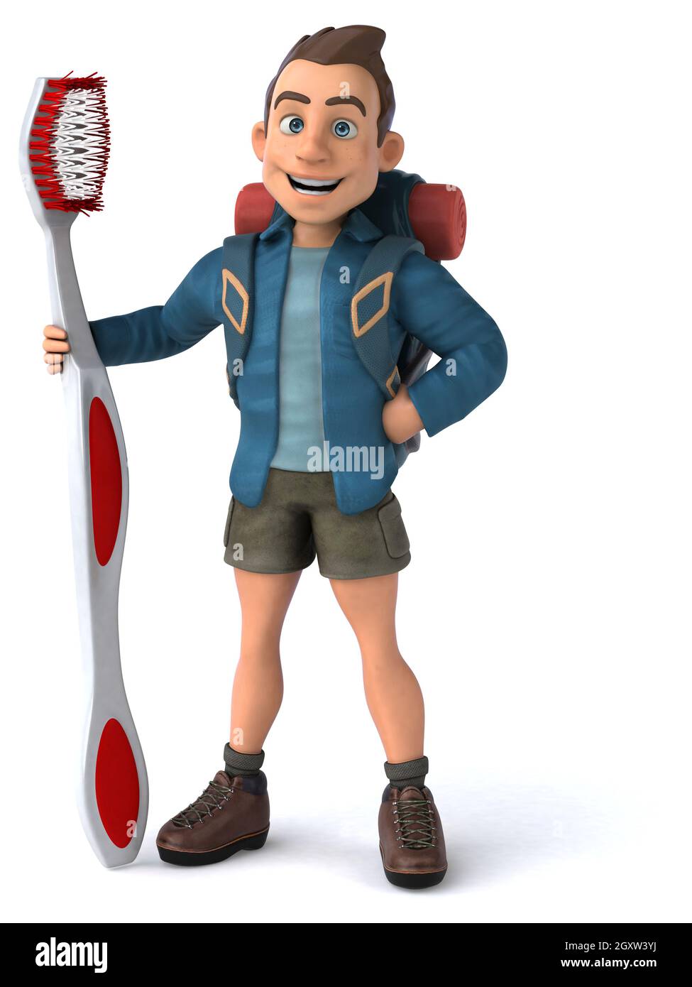 Fun illustration of a 3D cartoon backpacker Stock Photo - Alamy