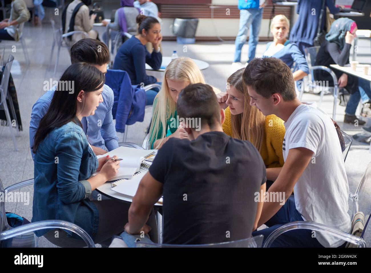 happy students group study in classroom Stock Photo - Alamy