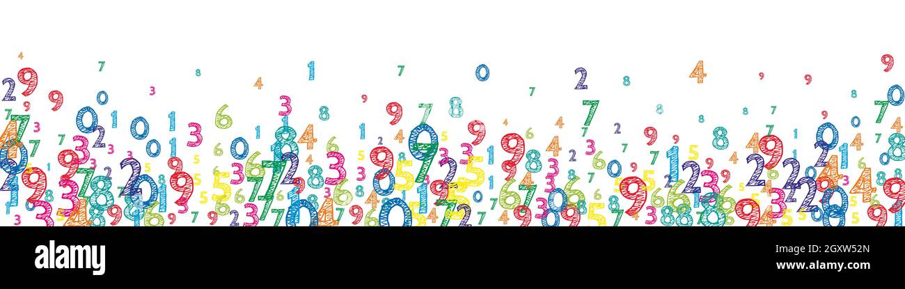 Falling colorful orderly numbers. Math study concept with flying digits ...