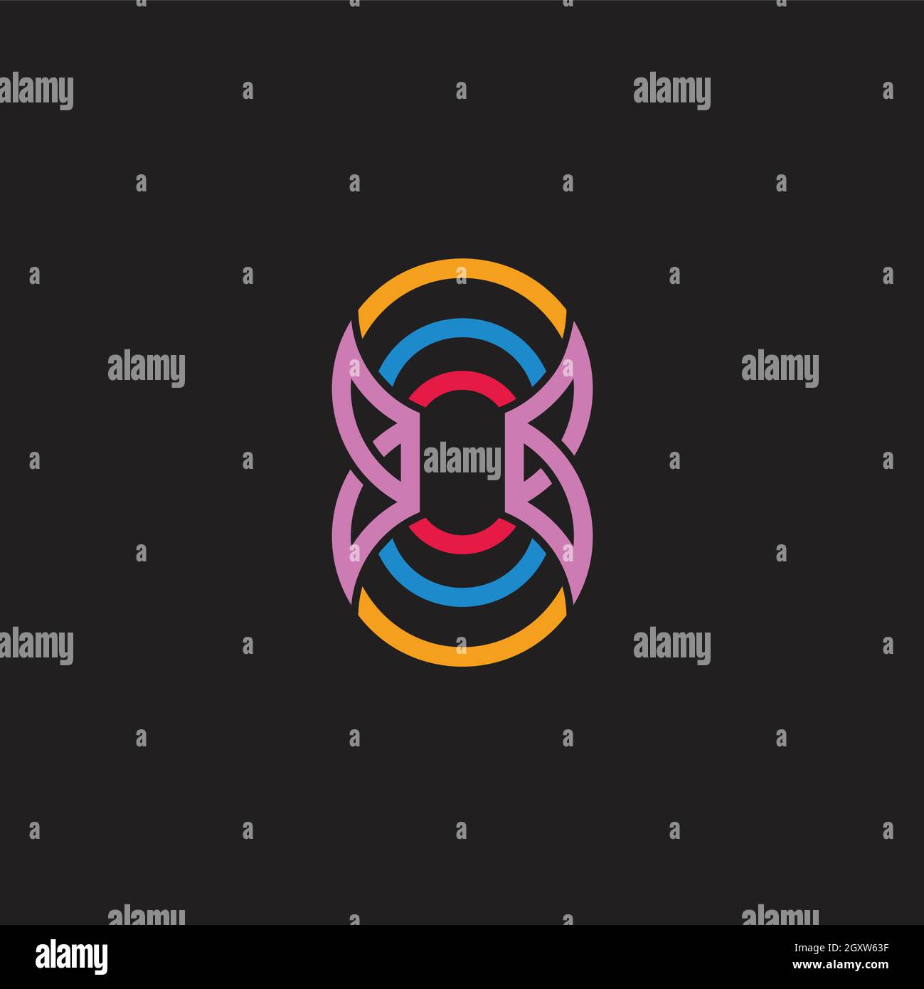 number eight stripes colorful linear geometric logo vector Stock Vector ...
