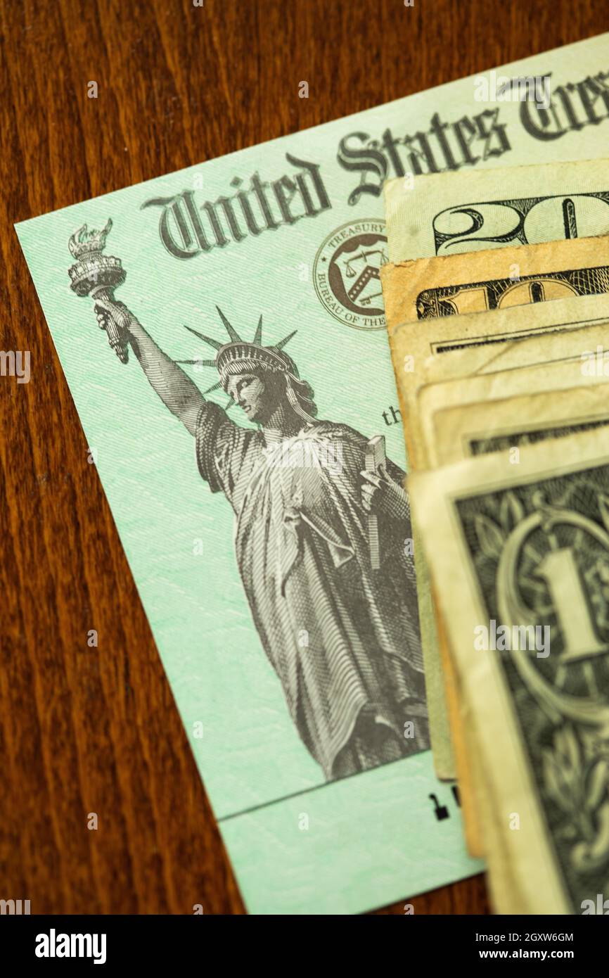 United States Internal Revenue Service, IRS, Check and Cash On Desk ...