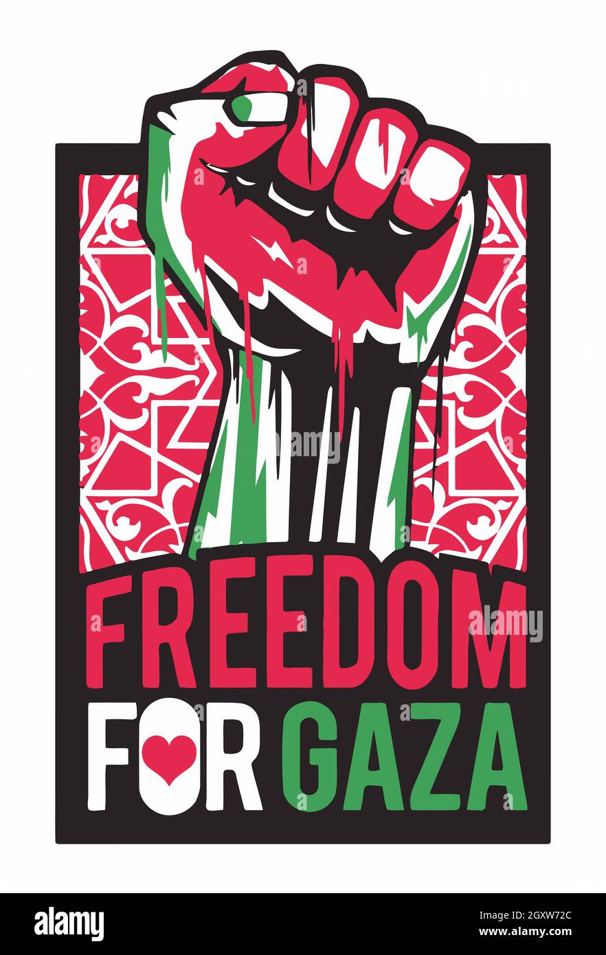 free palestine gaza middle east illustration Stock Photo - Alamy