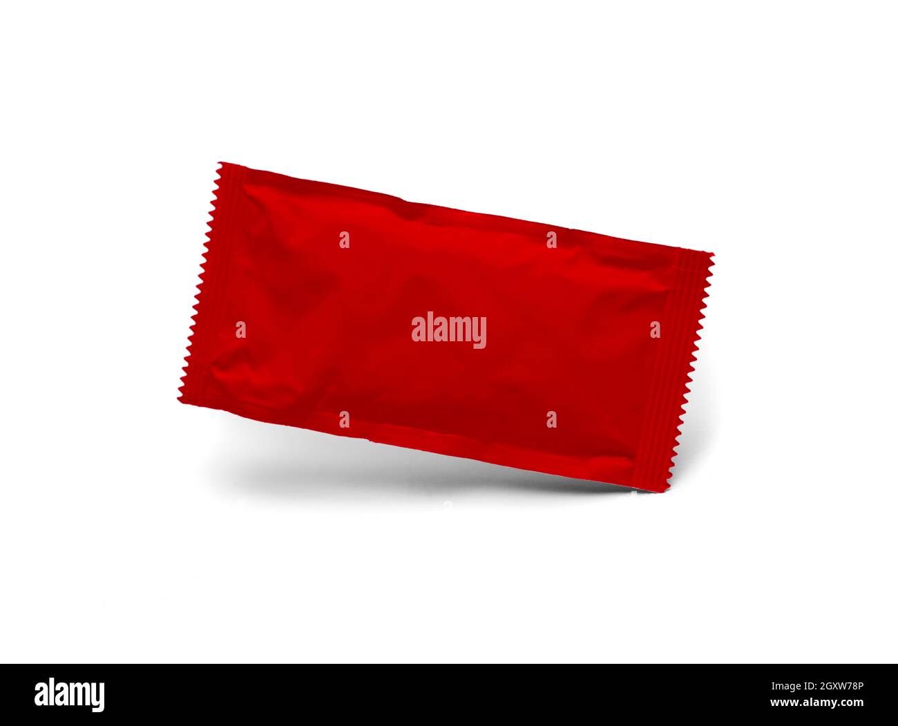 Blank Red Condiment Packet Floating Isolated on White Background Stock ...