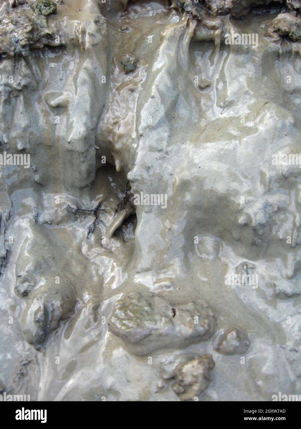 Muddled in rain. Layers of mud. Disaster. Dangerous nature. Mud stream ...