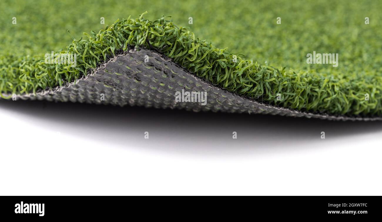 Flipped Up Section of Artificial Turf Grass On White Background Stock ...