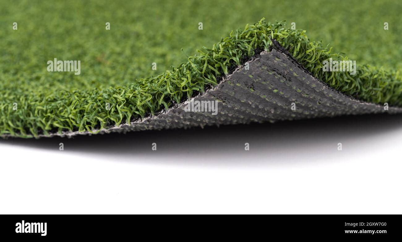 Flipped Up Section of Artificial Turf Grass On White Background Stock ...