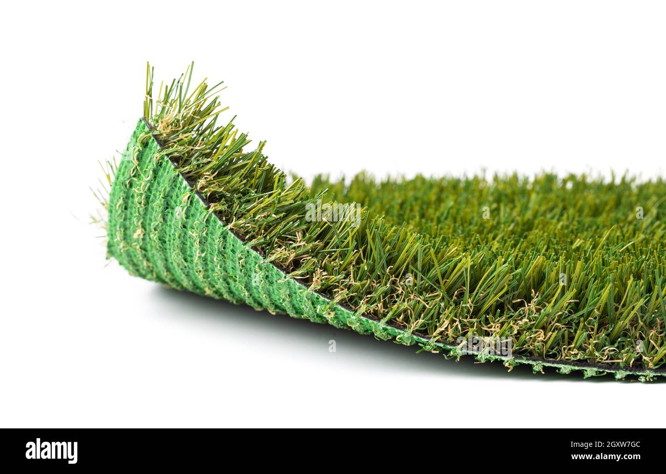 Flipped Up Section of Artificial Turf Grass On White Background Stock ...