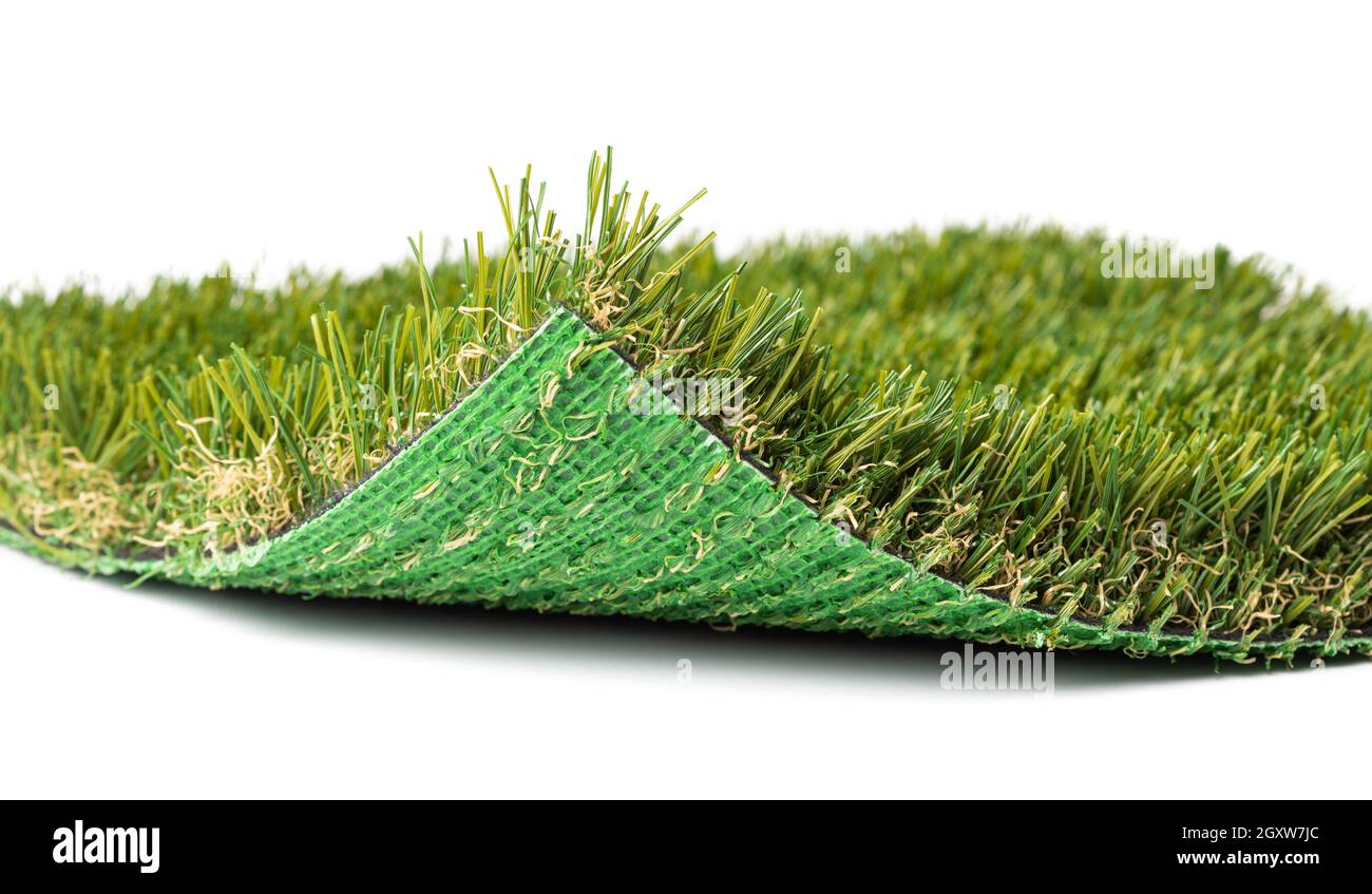 Flipped Up Section of Artificial Turf Grass On White Background Stock ...