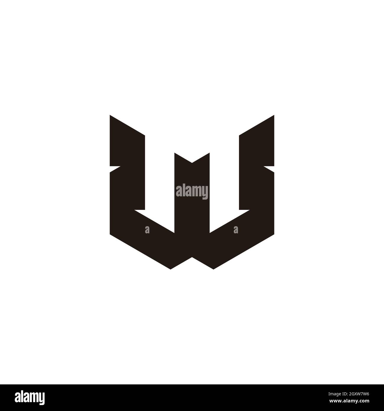letter w simple flat shadow 3d geometric design logo vector Stock ...