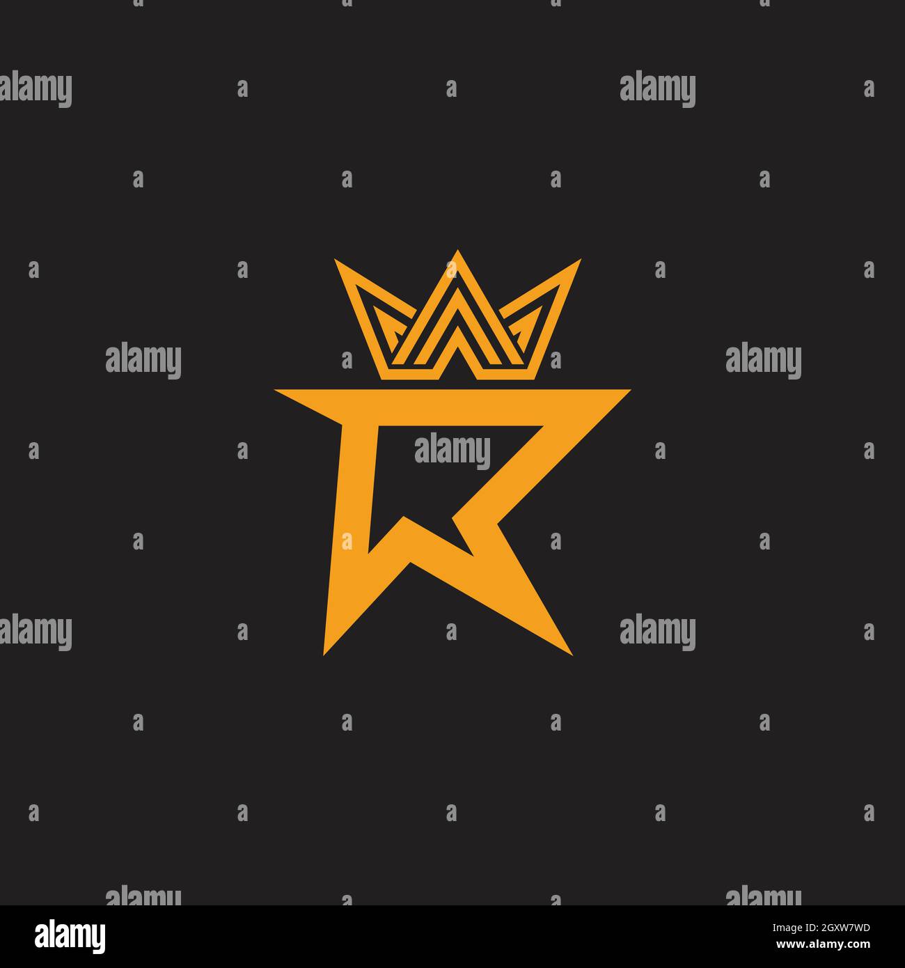 letter r triangle stripes crown geometric design logo vector Stock ...