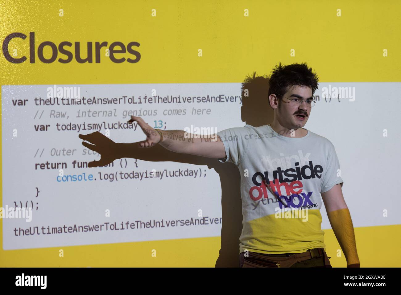 young computer technology students on code programming class have ...