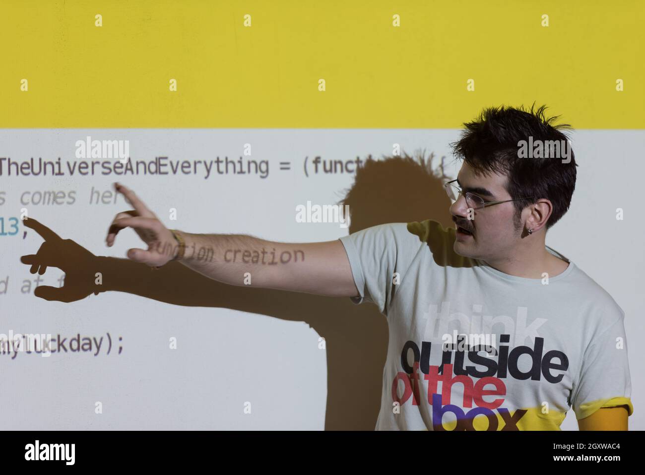 young computer technology students on code programming class have ...