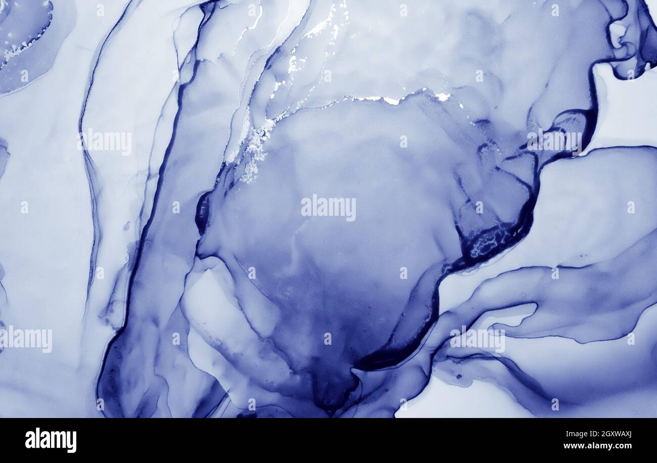 Water Ink Paint. Art Flow Wallpaper. Blue Marble Stock Photo - Alamy