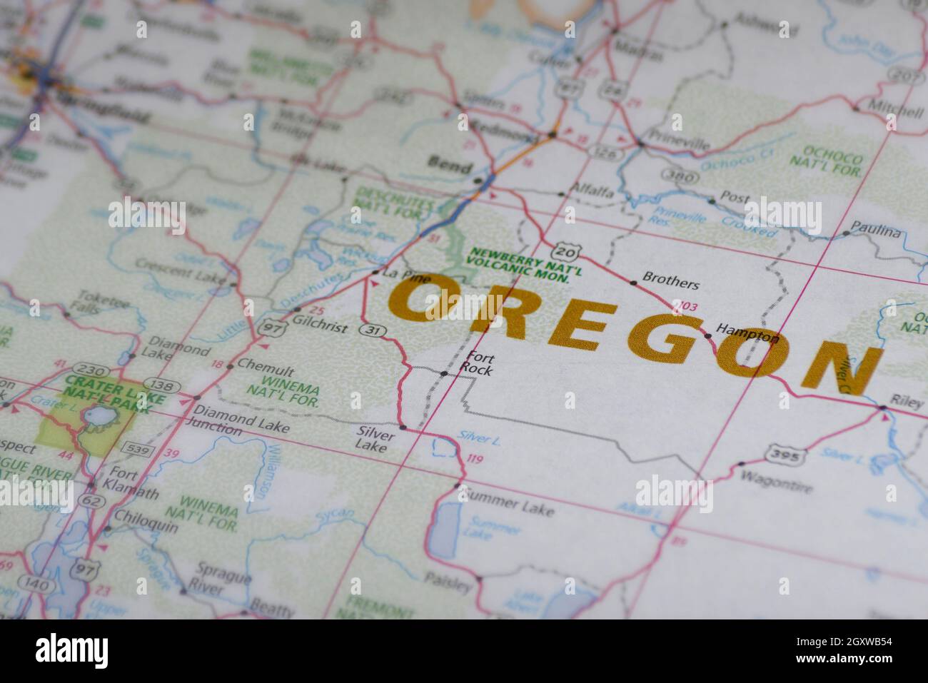 Map of Oregon Stock Photo - Alamy