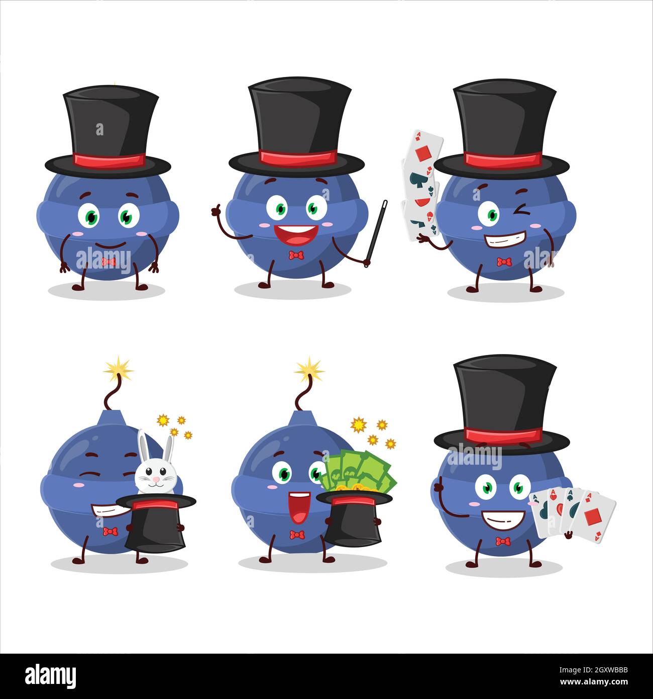 A smoke bomb firework Magician cartoon character perform on a stage ...