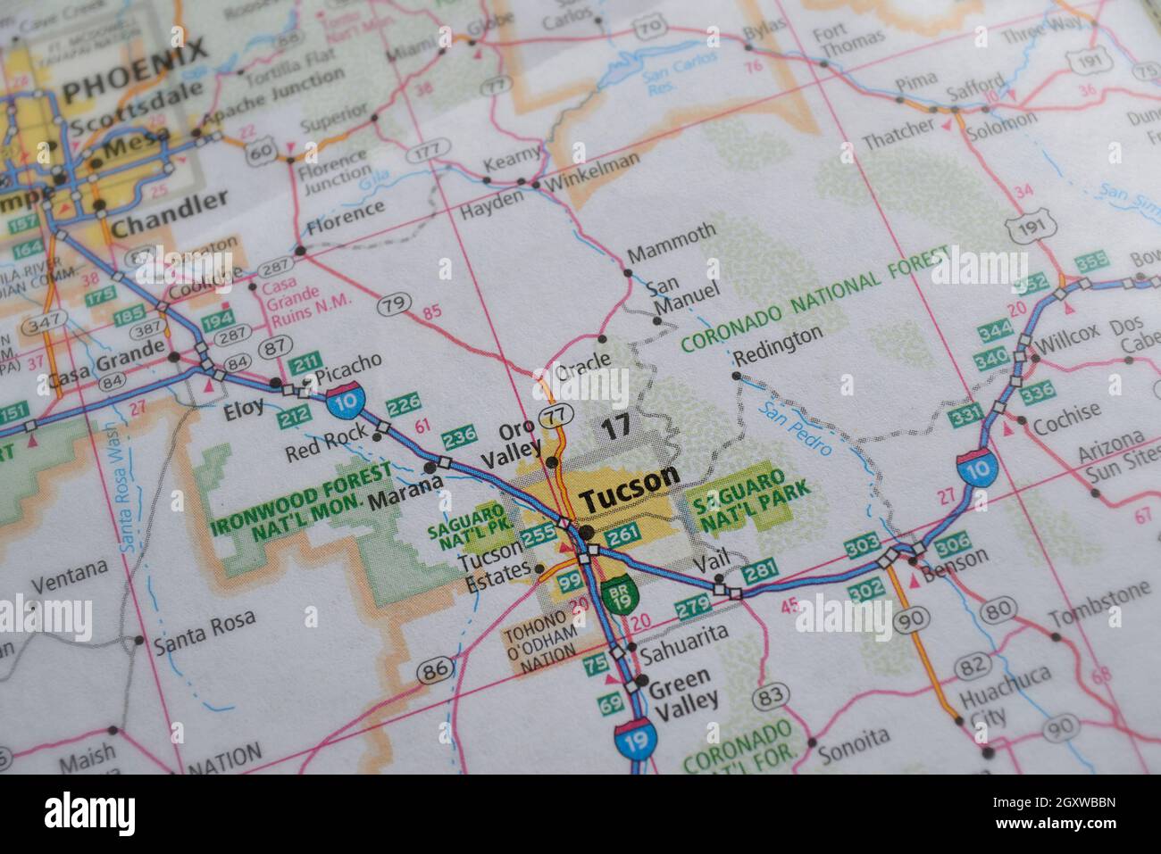 Map of Tucson, Arizona Stock Photo - Alamy