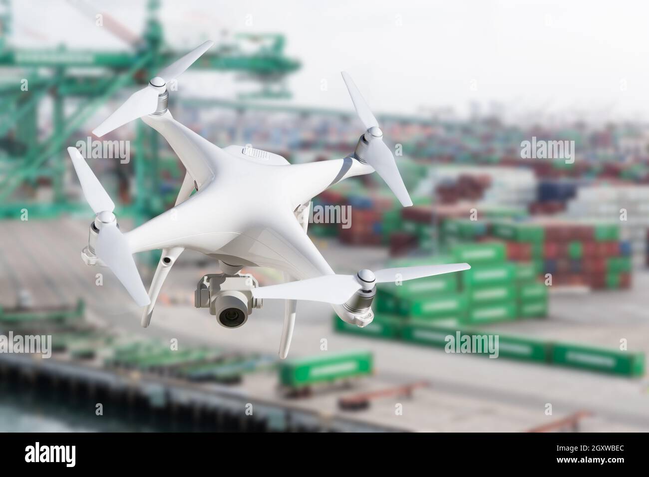 Unmanned Aircraft System Quadcopter Drone In The Air Near Large ...