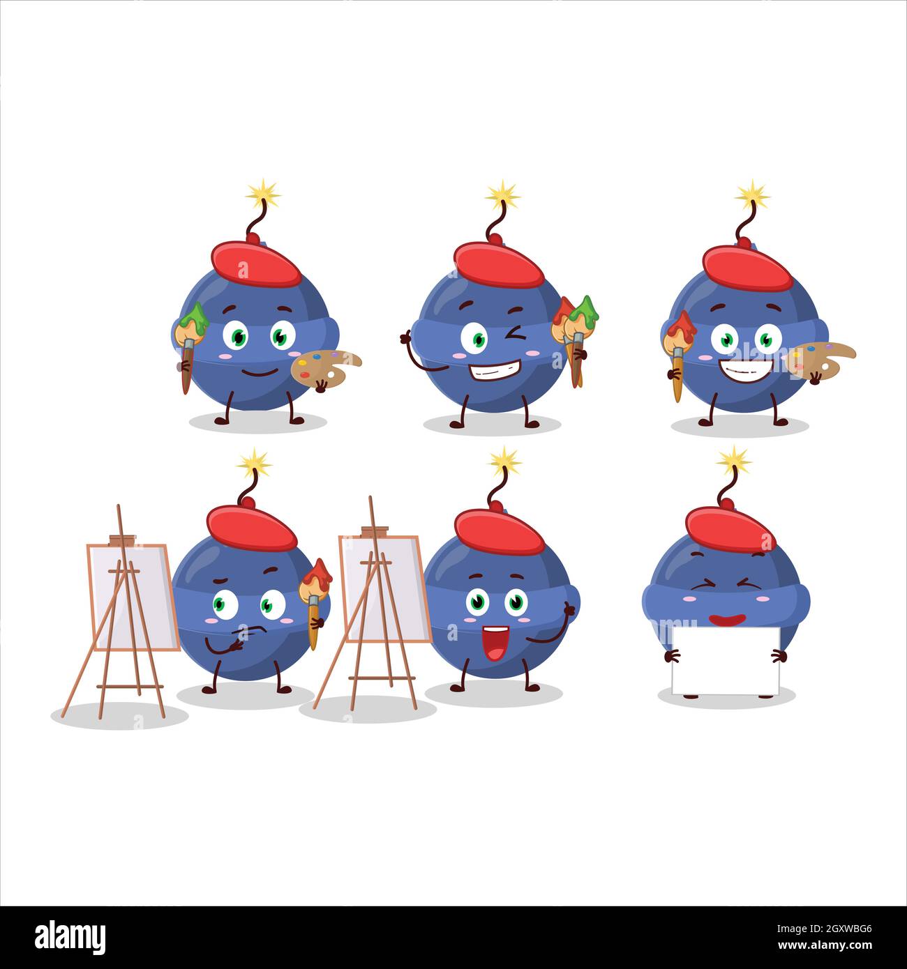 Artistic Artist of smoke bomb firework cartoon character painting with ...