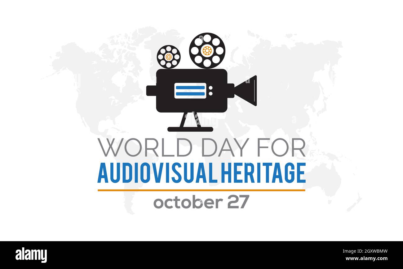 World day for audiovisual heritage banner design with white background ...