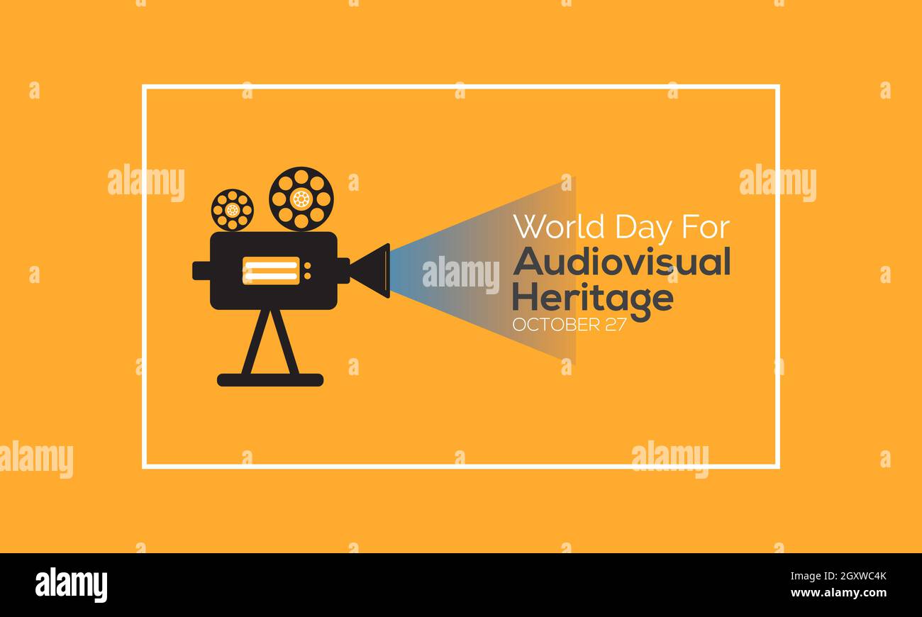 World day for audiovisual heritage banner design with white background ...