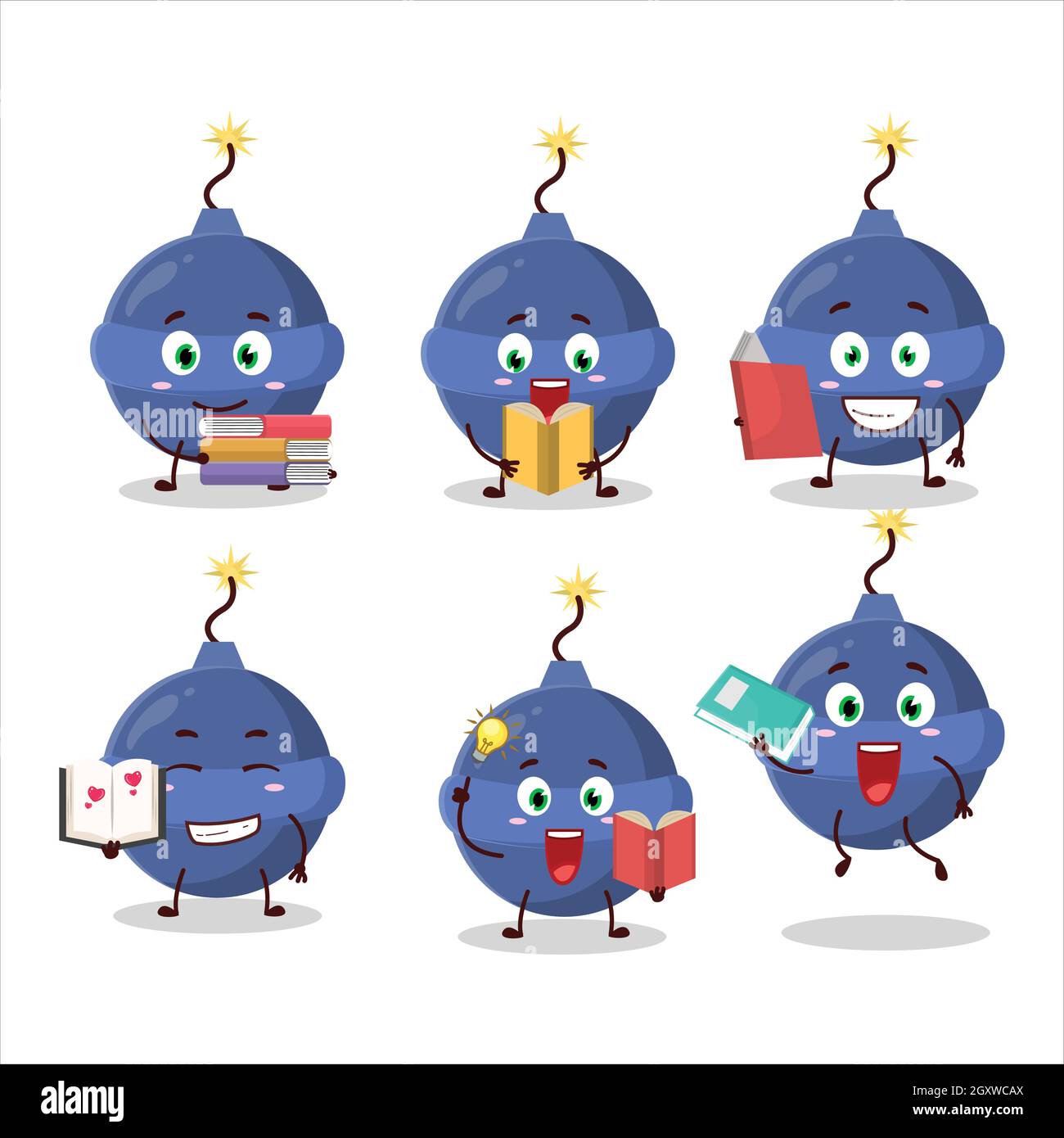 A picture of smoke bomb firework cartoon character concept reading an ...