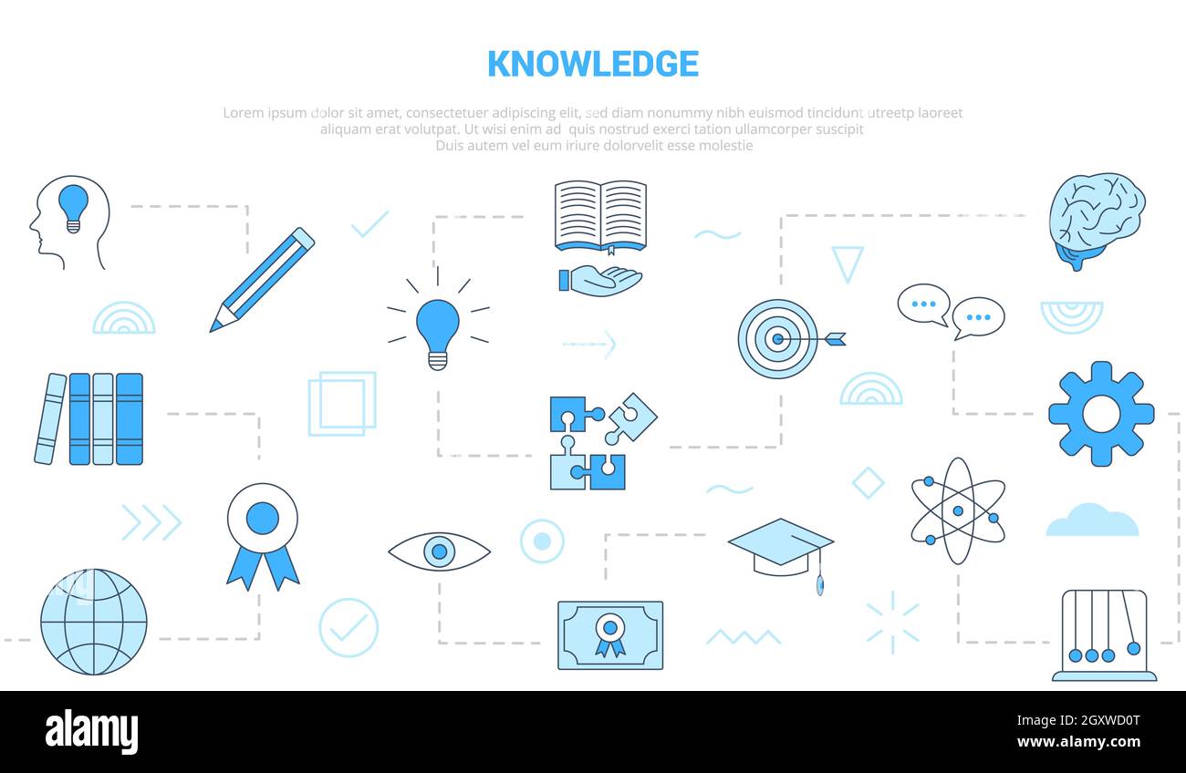 knowledge concept with icon set template banner with modern blue color ...
