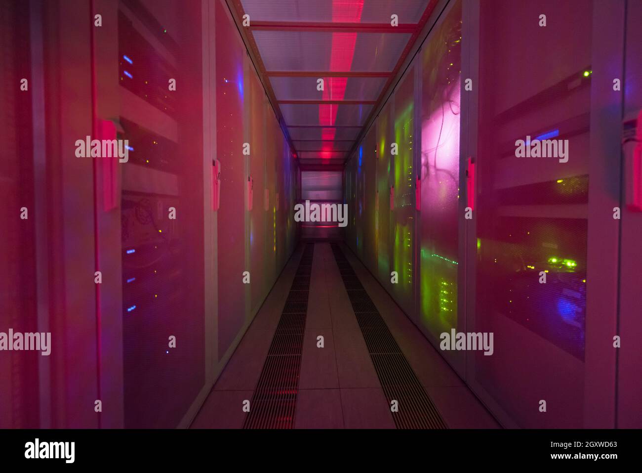 panel modern communication equipment with light from the display at ...