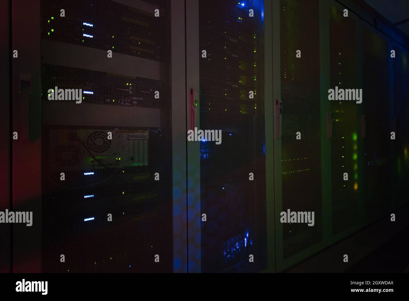 panel modern communication equipment with light from the display at ...