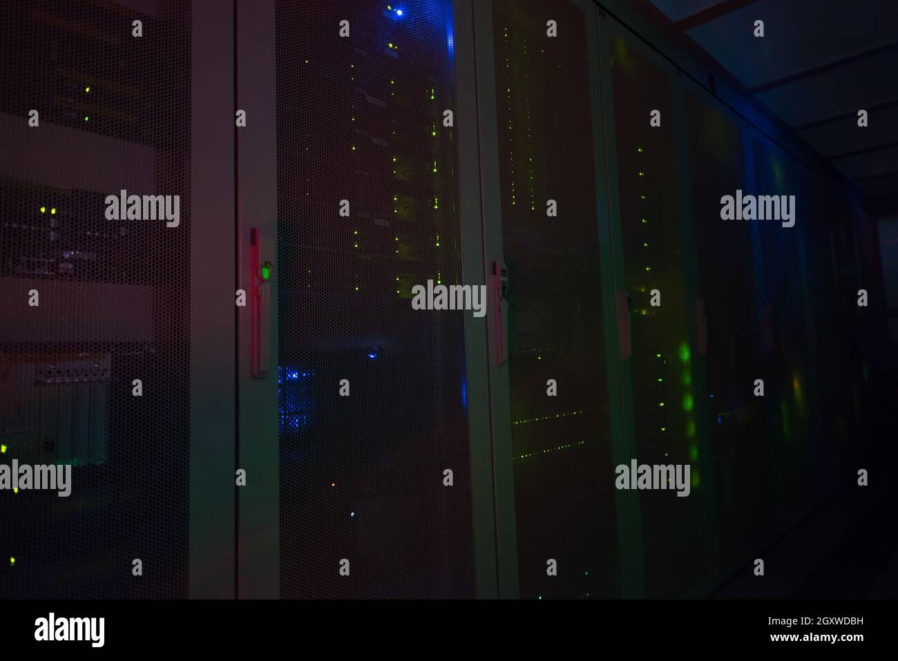 panel modern communication equipment with light from the display at ...