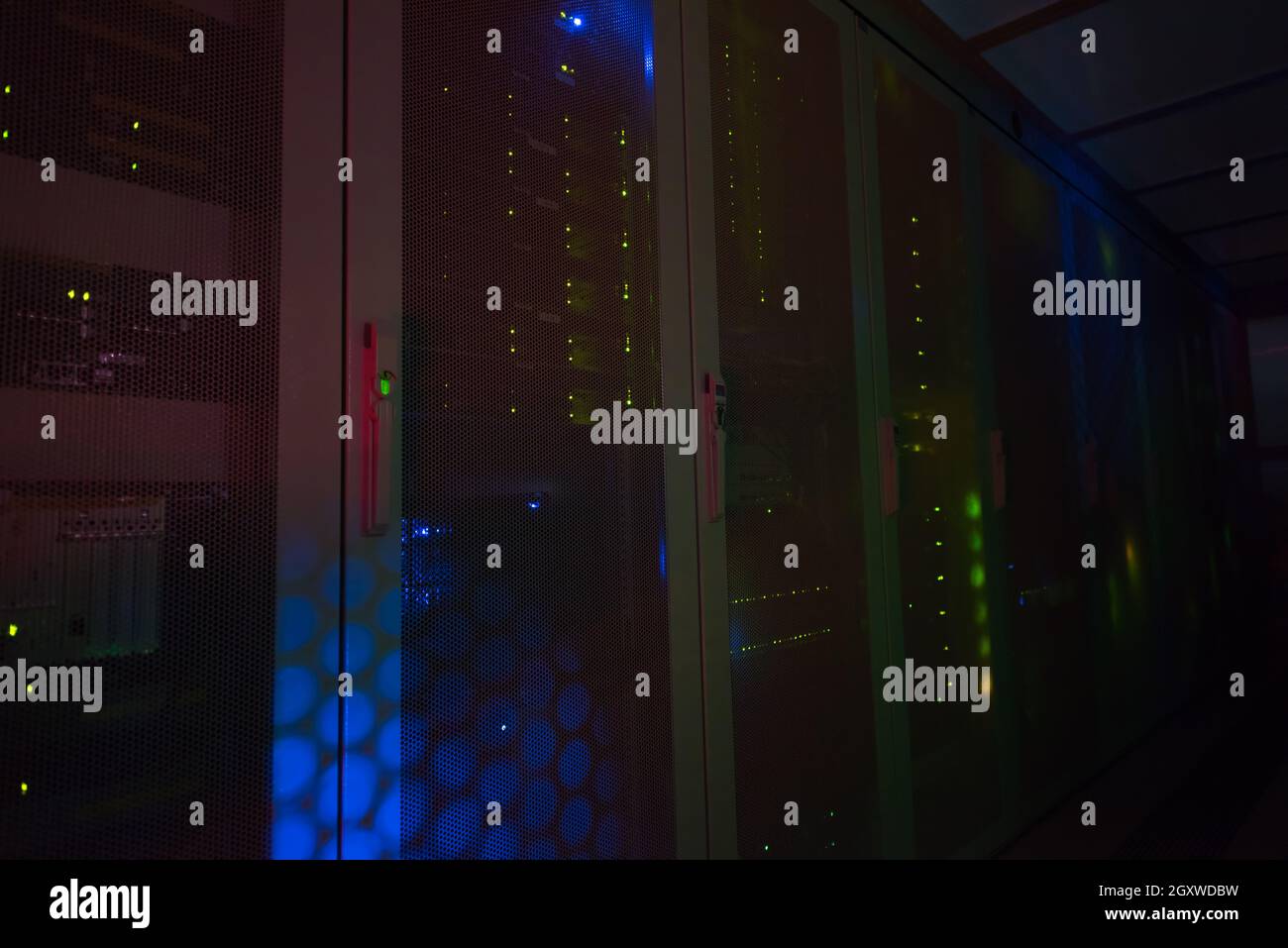 panel modern communication equipment with light from the display at ...
