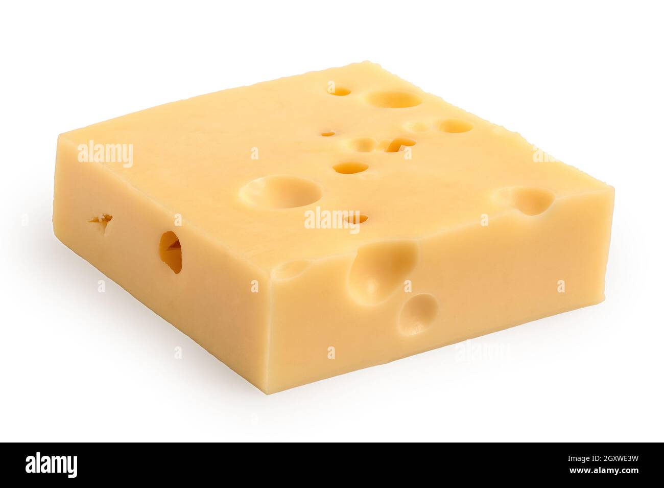 Block of emmental cheese isolated on white Stock Photo - Alamy