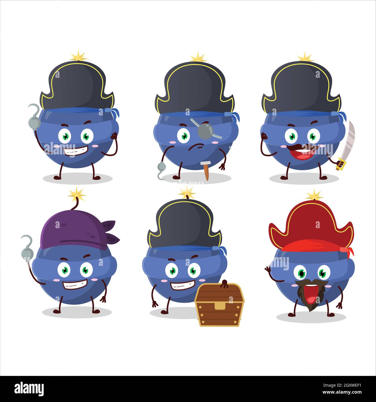 Cartoon character of smoke bomb firework with various pirates emoticons ...
