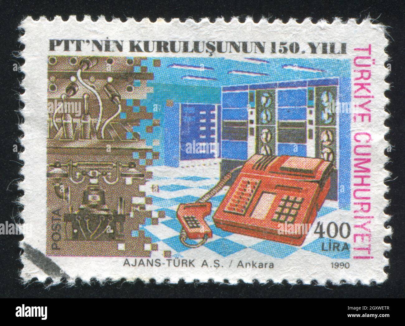 TURKEY- CIRCA 1990: stamp printed by Turkey, shows Telephone ...
