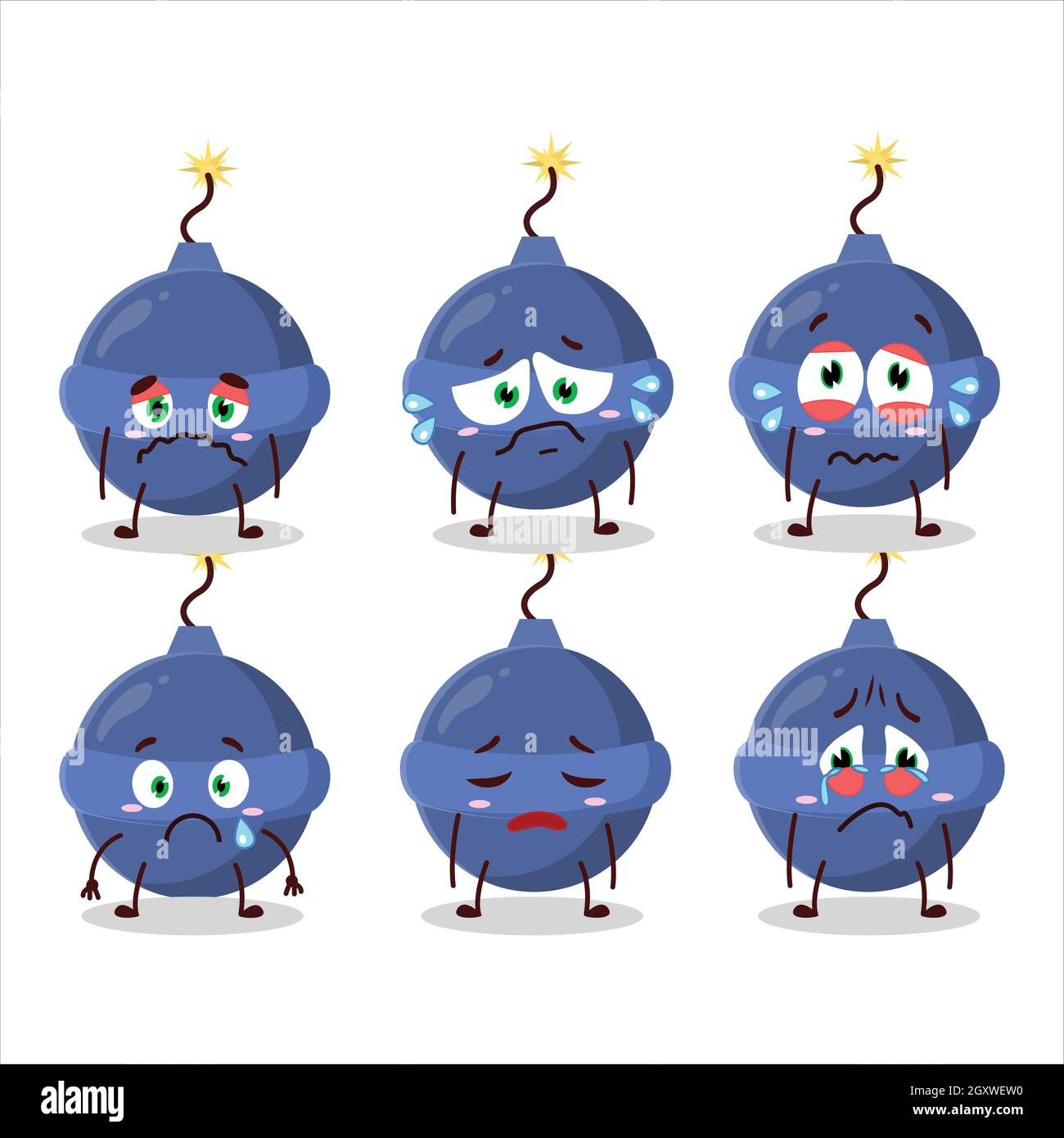 Smoke bomb firework cartoon character with sad expression. Vector ...