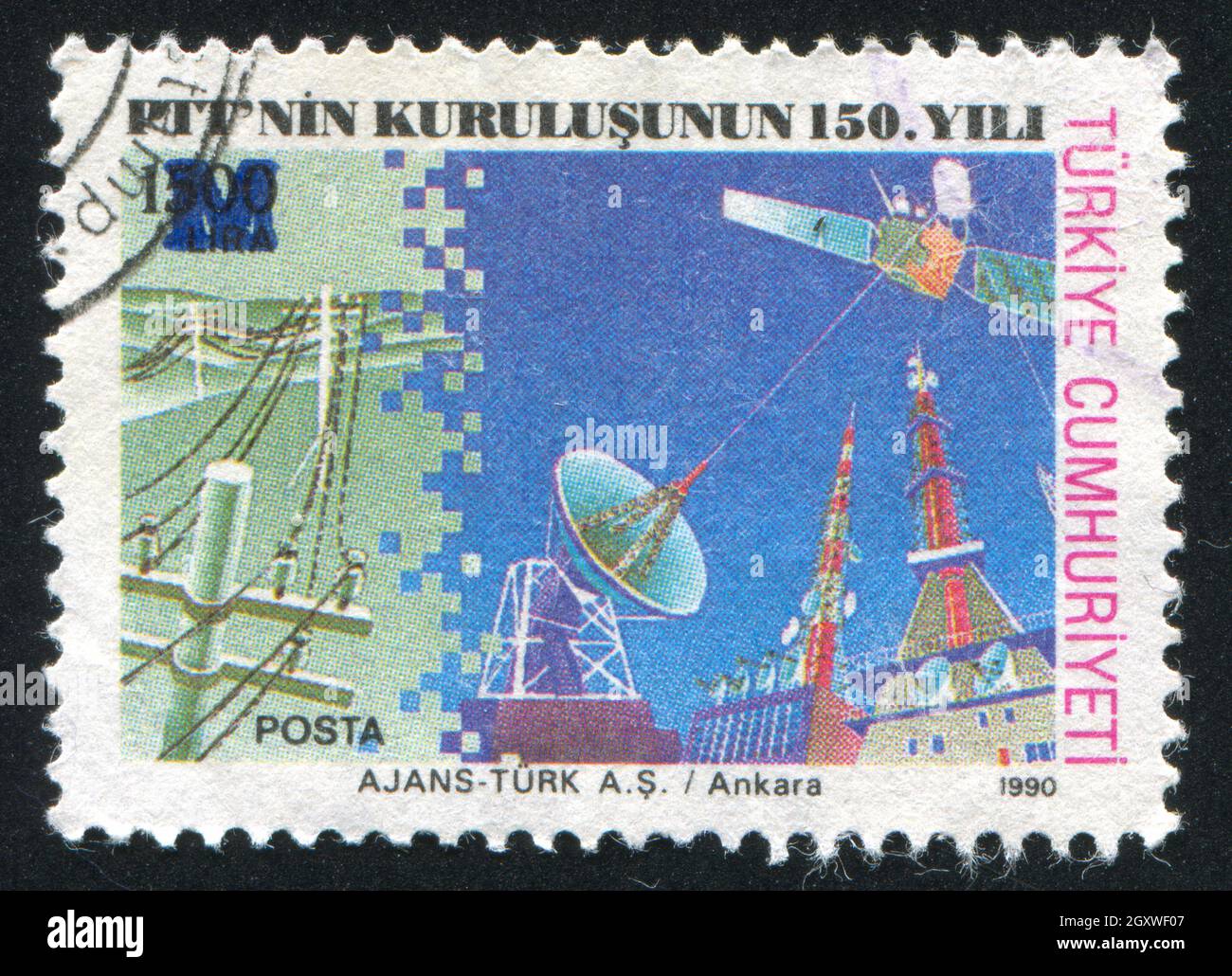 TURKEY- CIRCA 1990: stamp printed by Turkey, shows Power lines ...