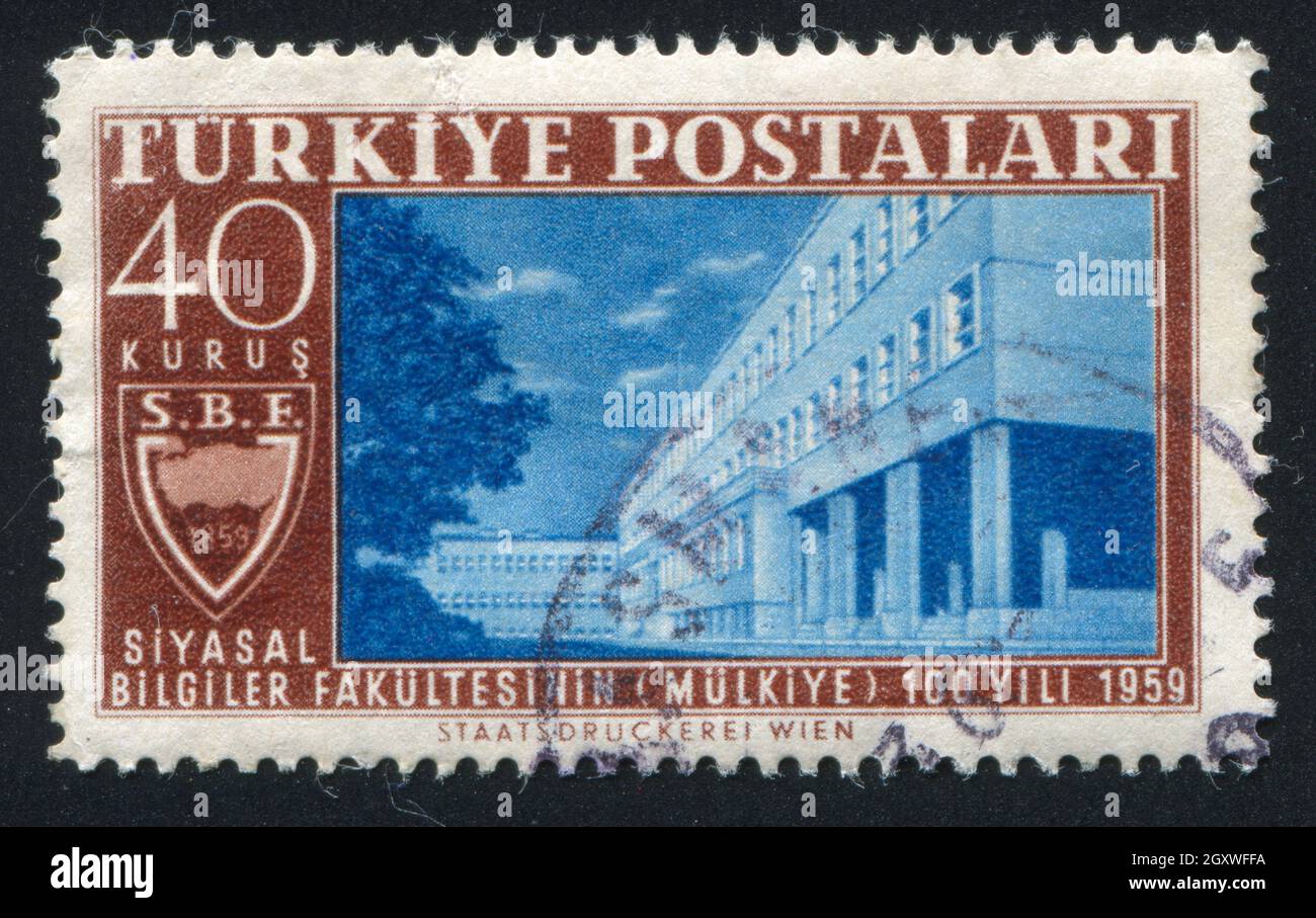 TURKEY - CIRCA 1959: stamp printed by Turkey, shows school political ...