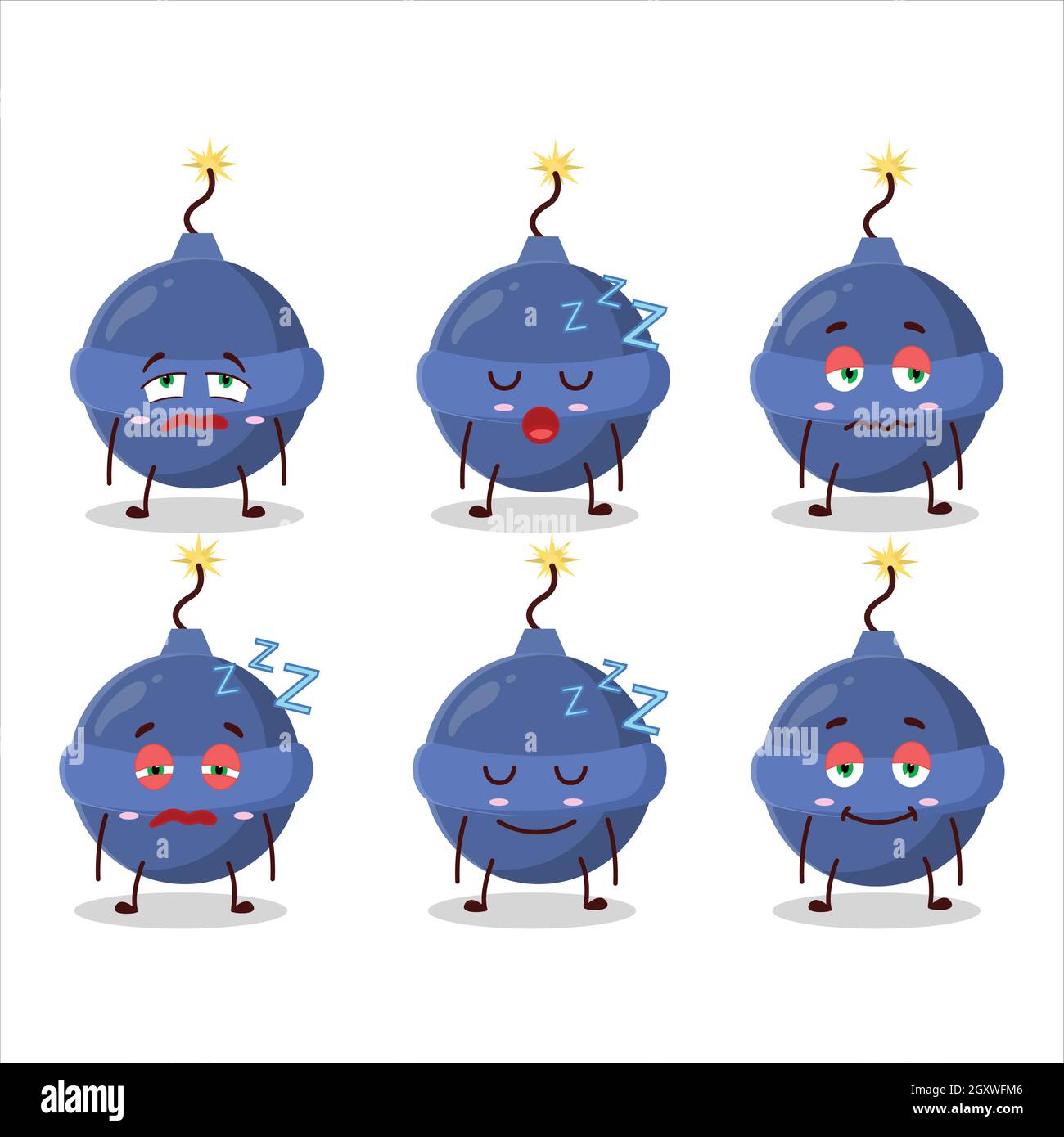 Cartoon character of smoke bomb firework with sleepy expression. Vector ...