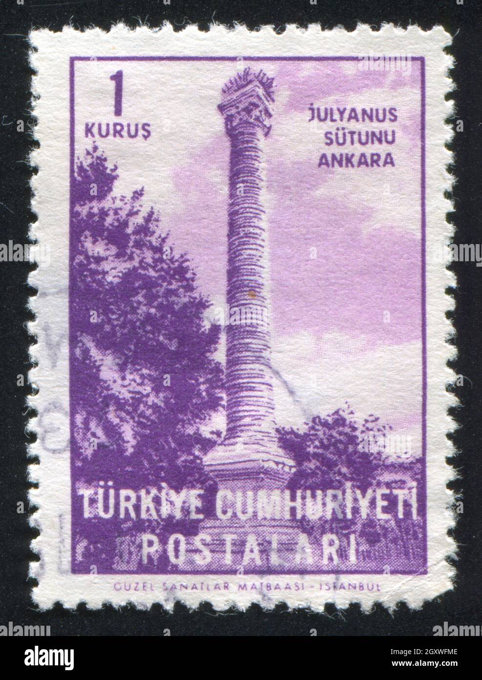 TURKEY - CIRCA 1963: stamp printed by Turkey, shows Julian’s Column ...