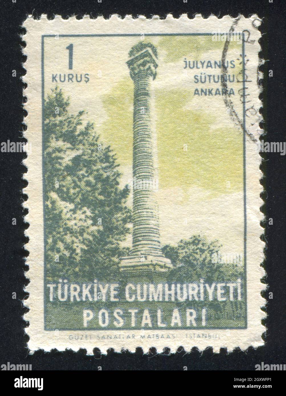 TURKEY - CIRCA 1963: stamp printed by Turkey, shows Julian’s Column ...