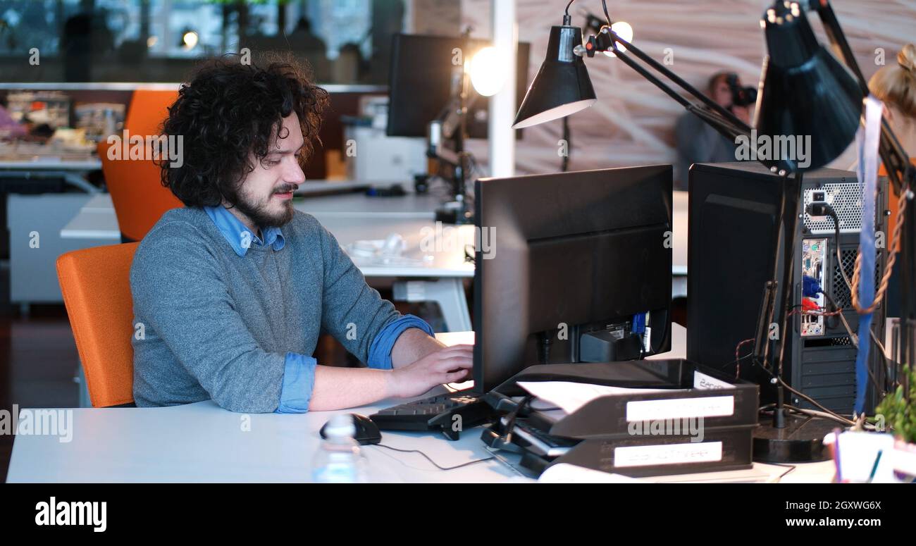 Young Entrepreneur Freelancer Working Using A computer In Coworking ...