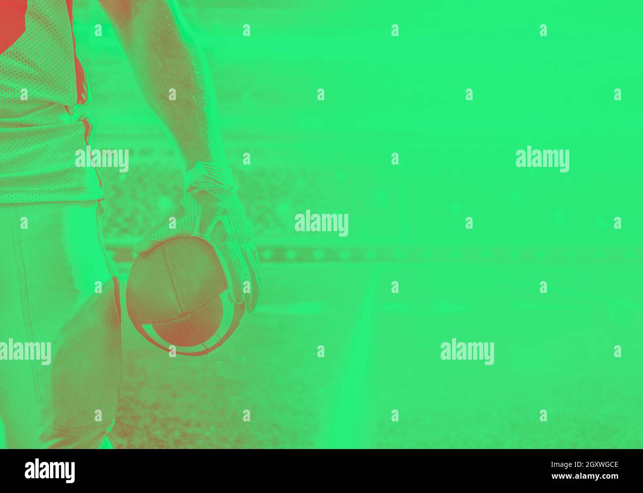 Closeup Portrait of a strong muscular American Football Player on big ...