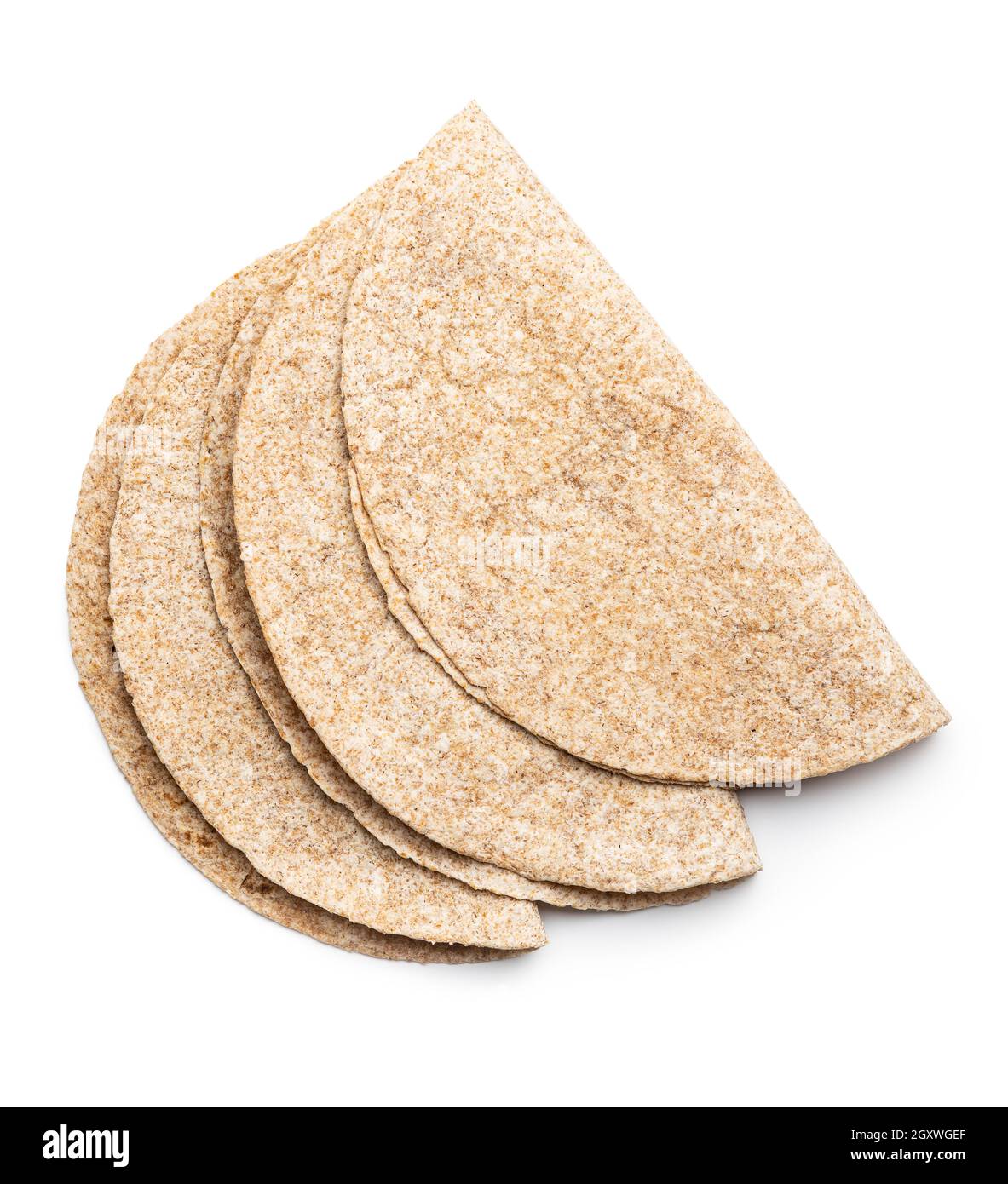Whole grain tortilla wraps isolated on white background Stock Photo - Alamy