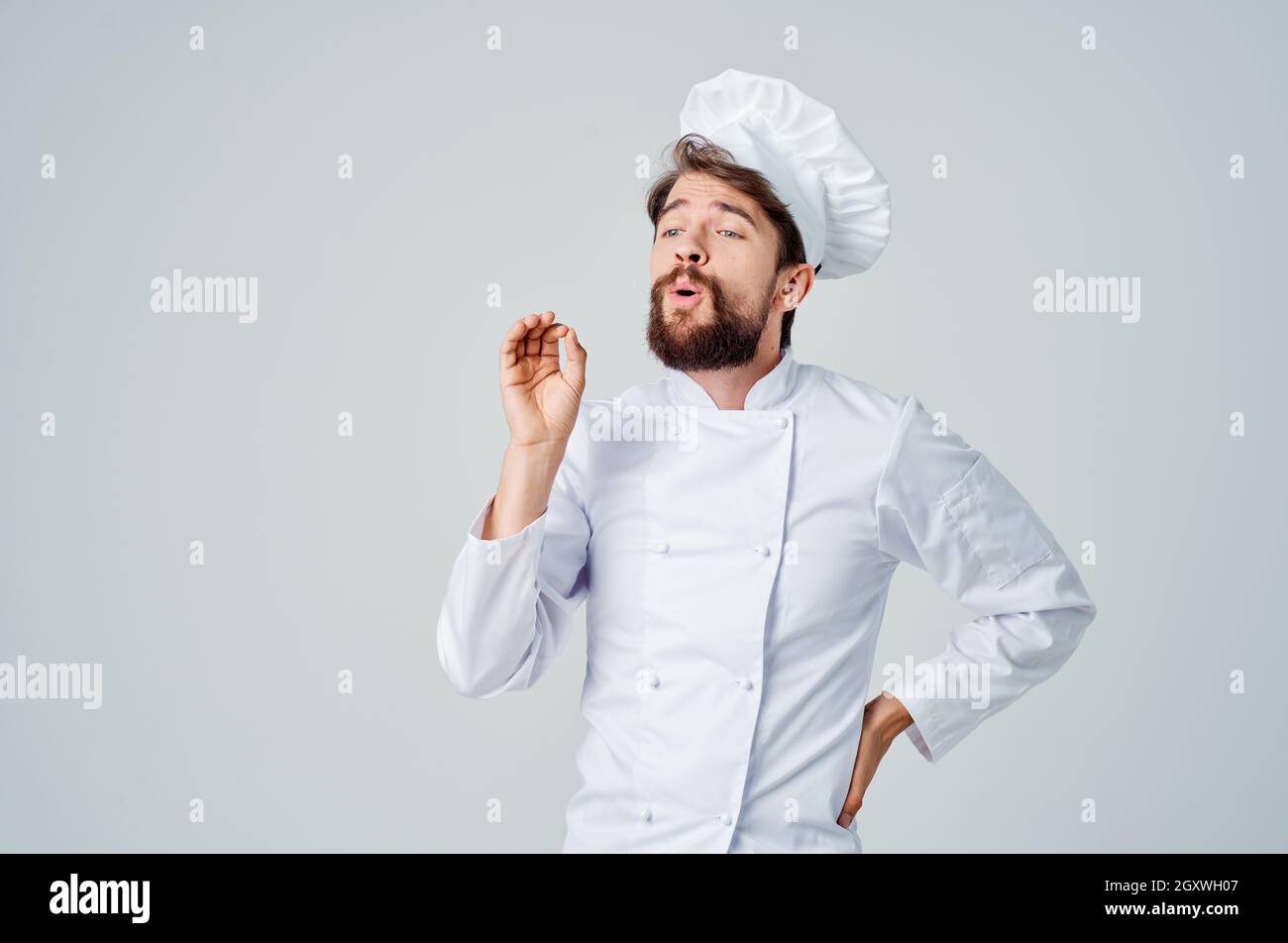 Chef kitchen Job hand gestures Professional emotions Stock Photo - Alamy