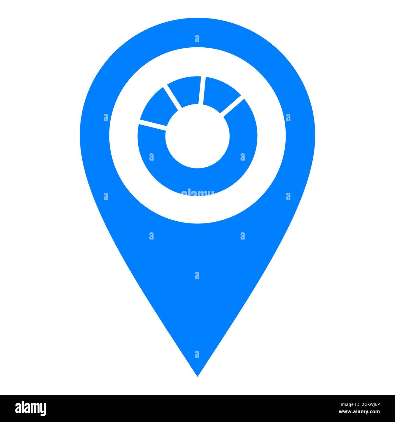 Pie chart and location pin Stock Photo - Alamy