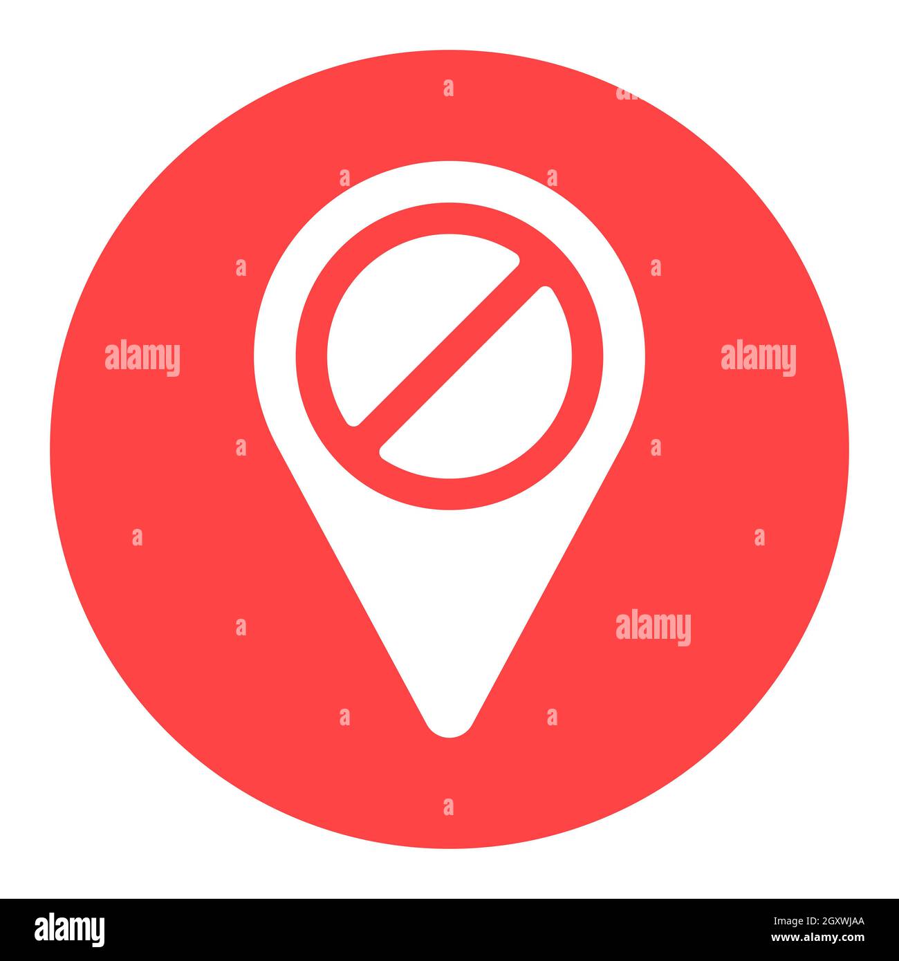 Forbidden pin map white glyph icon. Map pointer. Demonstration ...