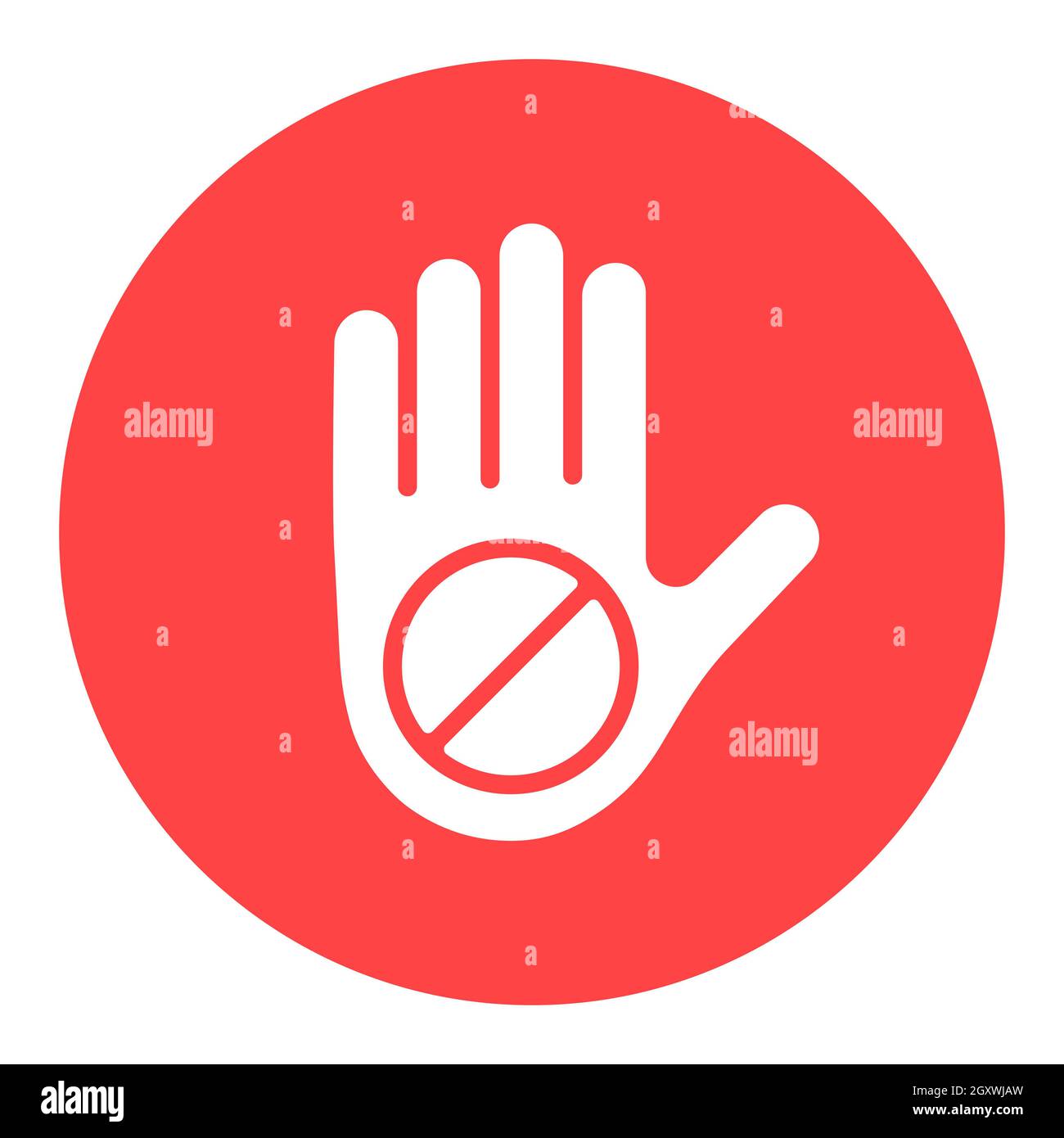 Hand stop or forbidden vector white glyph icon. Demonstration, protest ...
