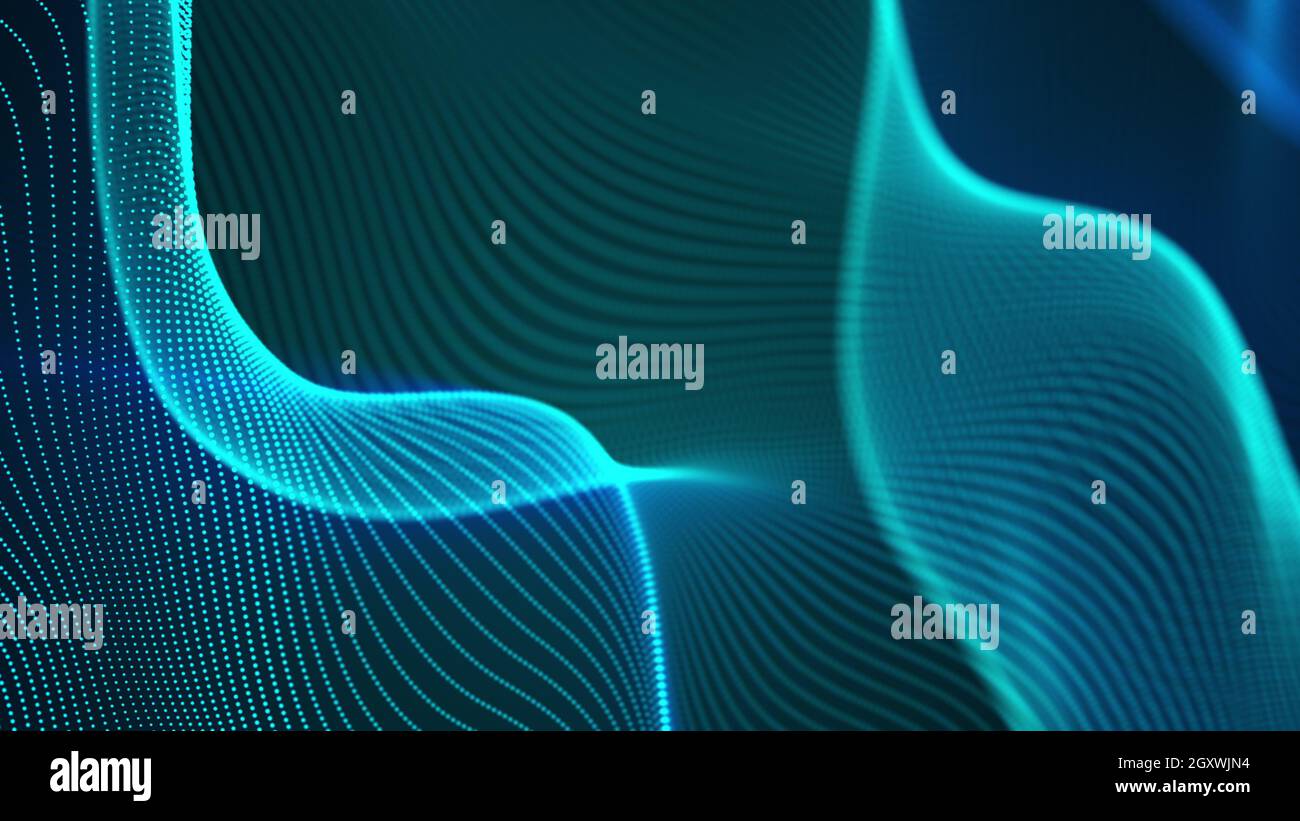 Computer generated a big data wave of particles. Color striped effect ...